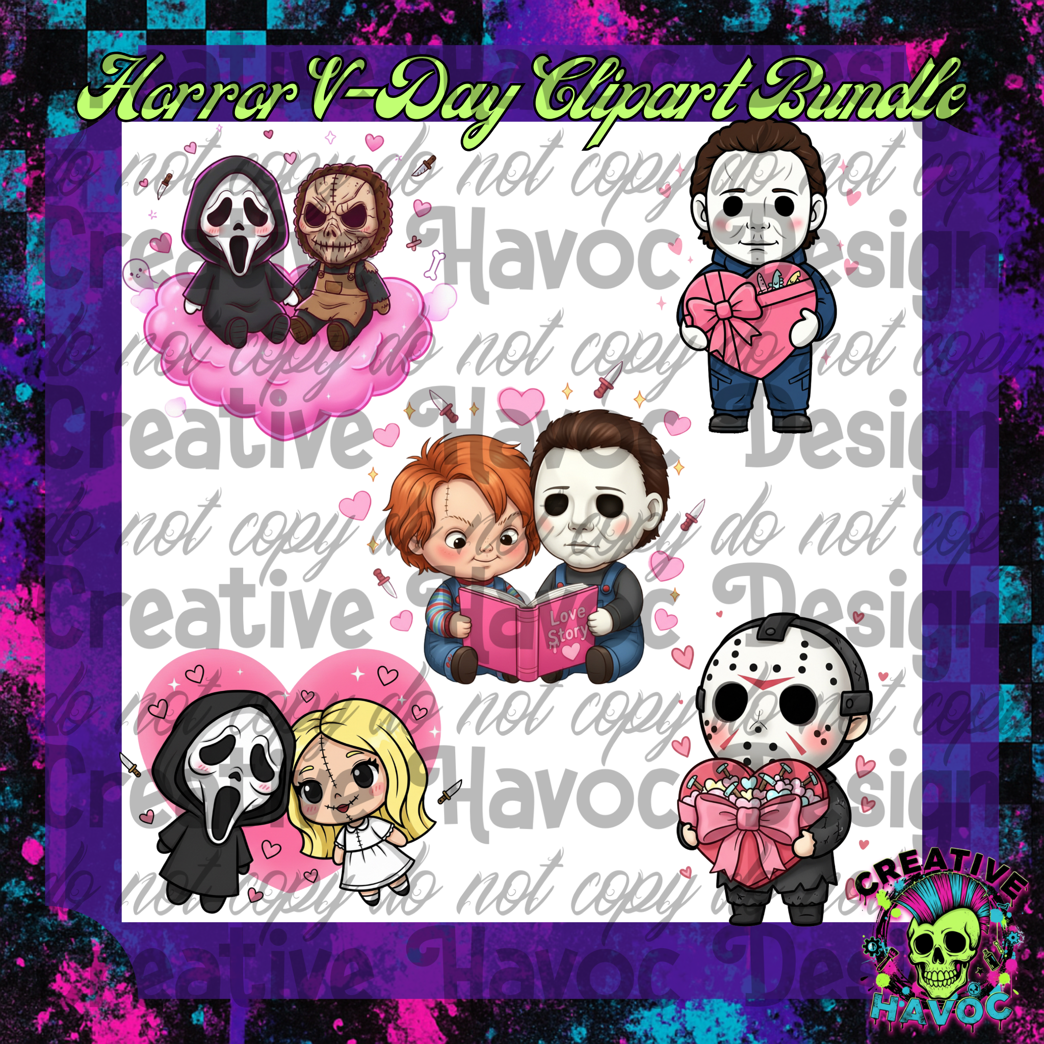 Horror V-Day Clipart Bundle – Slasher Love in PNG Form – Creative Havoc