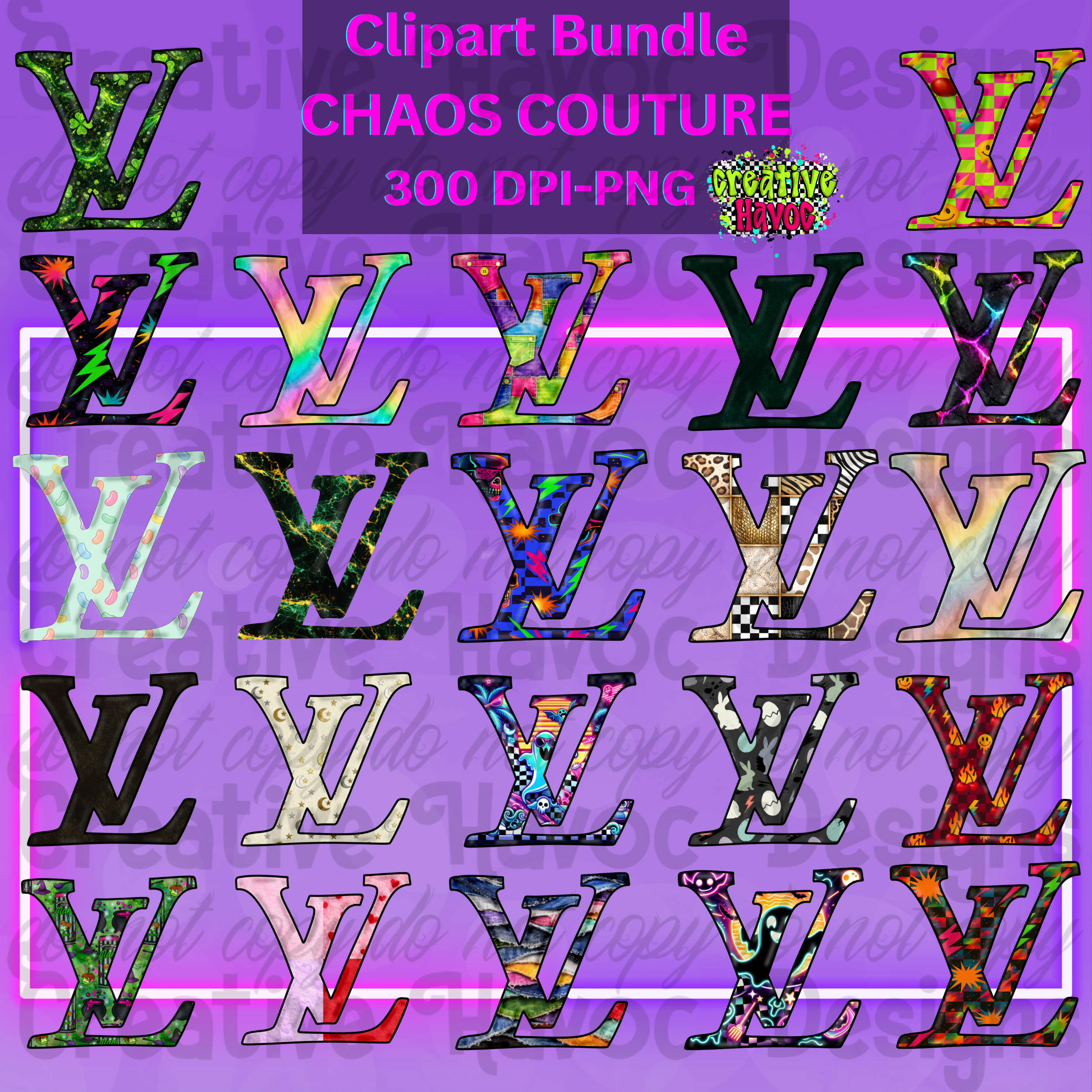 Chaos Couture Clipart Bundle • 300 DPI PNG Set – Creative Havoc
